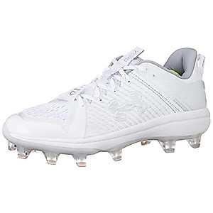Under Armour Men's Yard Low MT TPU Baseball Cleat, (100) White/White/Metallic Silver, 8.5