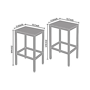 Coral Flower Set of 2 Bar Chairs, Kitchen Breakfast Bar Stools with Footrest, Industrial in Living Room, Party Room, Rustic Brown