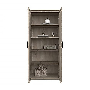 Bush Furniture Key West Bathroom Storage Cabinet with Doors in Washed Gray