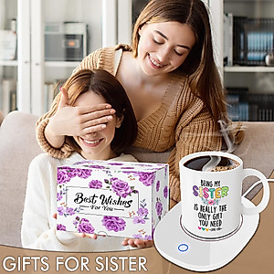 Sister Gifts, Sister Gifts from Sisters, Gifts for Sister, Christmas Sister Gifts for Women, Smart Warmer Thermostat Coaster with Mug, Christmas for Sister