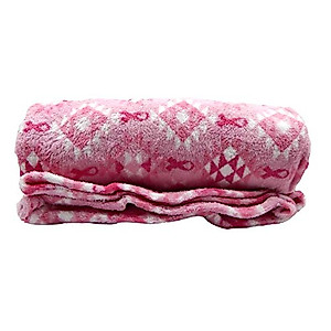 Pink Ribbon Breast Cancer Plush Throw Blanket