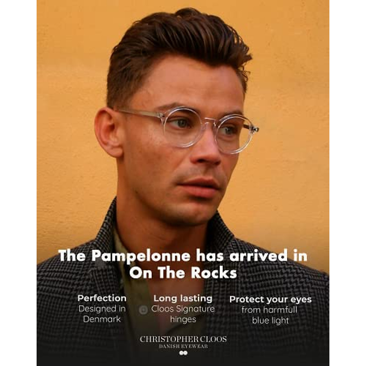 Christopher Cloos - Pampelonne On The Rocks - Danish Design Blue Light Glasses for Men & Women - Fashion designer glasses - Computer Glasses - Unisex - Non Prescription - Prescription Ready