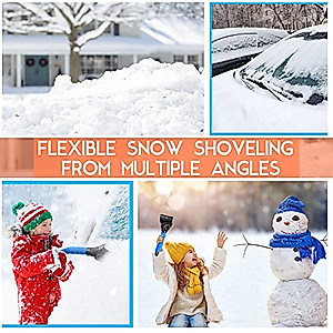 Hicarer Winter Ice Scrapers 2 Pack Plow Like Snow Scraper for Car Plastic Window Scraper Non Slip Windshield Scraper Frost Removal Tool with Foam Handle for Cars Small Trucks Window (Black, Blue)