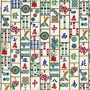 Oriomont Mahjong Tiles Fabric for Quilting by The Yard