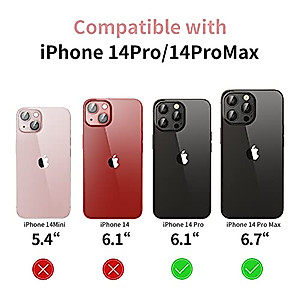 Mansoorr Camera Lens Protector for iPhone 14 Pro / iPhone 14 Pro Max, Alloy Metal Camera Cover with Tempered Glass Screen Protector Accessories,Case Friendly,Scratch Resistant,Easy to Install - Space Black