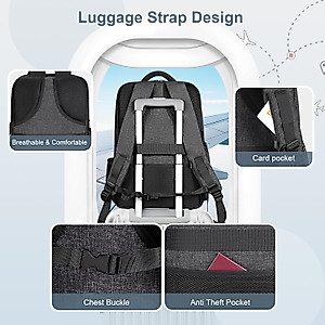 BERTASCHE Travel Backpack For Men, Large Carry On Backpack Fits 17.3 Inch Laptop Airline Approved Weekender Suitcase Bag for College Work Camping, Black