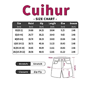 Cuihur Women's Summer High Waisted Denim Shorts Folded Hem Casual Short Jeans White M