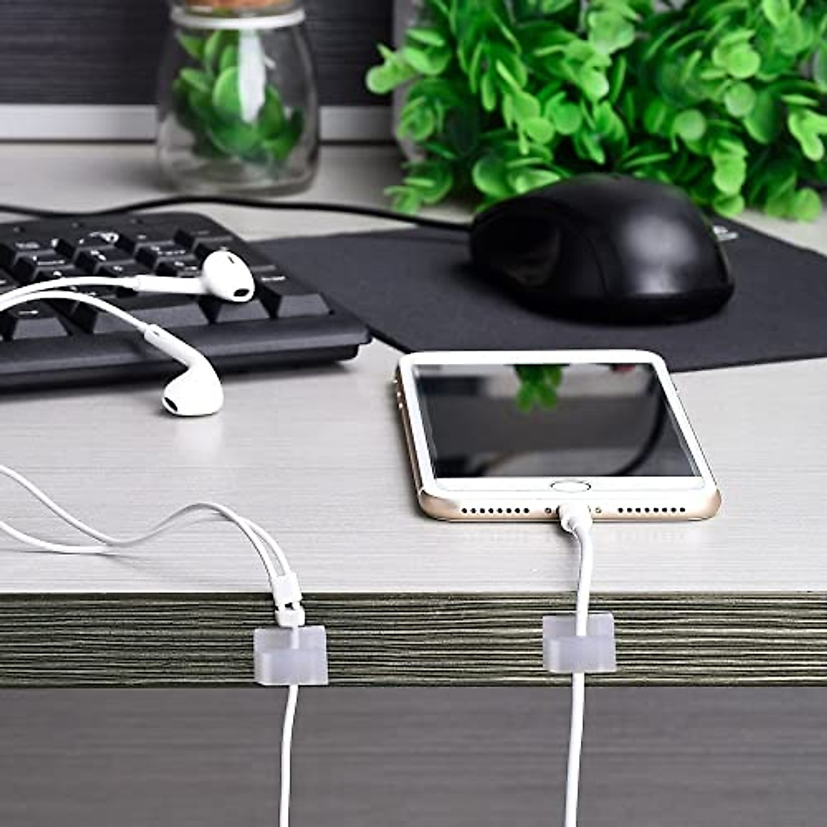 100 Pieces Adhesive Cable Clips Wire Clips Cable Management Wire Cord Holder (13 x 10 mm, White)