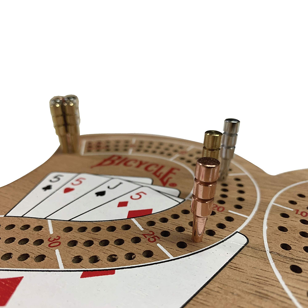 Official Bicycle Cribbage Board Game Set 29 with Bicycle Playing Cards and 9 Premium Metal Crib Pegs