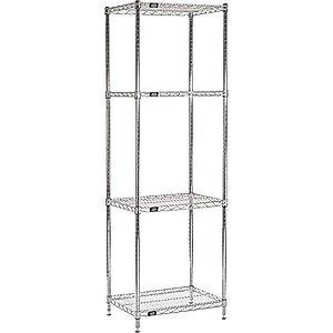 Nexel 18" x 24" x 74", 4 Tier Adjustable Wire Shelving Unit, NSF Listed Commercial Storage Rack, Chrome Finish, leveling feet