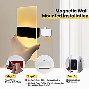 FelRelWel Rechargeable Wall Sconces,2 PCS Modern Acrylic Bedside LED Wall Lamps for Living Room Bedroom Hallway,USB Rechargeable Battery Operated Cordless Night Light,Touch Control,Warm Light Dimmable