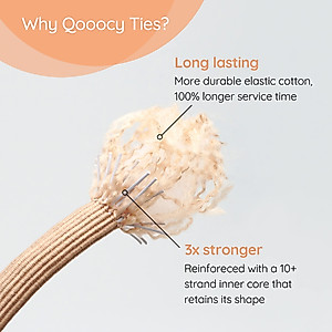 Qooocy Extra Long Hair Tie for Thick and Curly Hair - Elastic Ponytail Holders for Women or Men, No Metal Bands, Long-Lasting Braids Accessories, 12 Count, Black