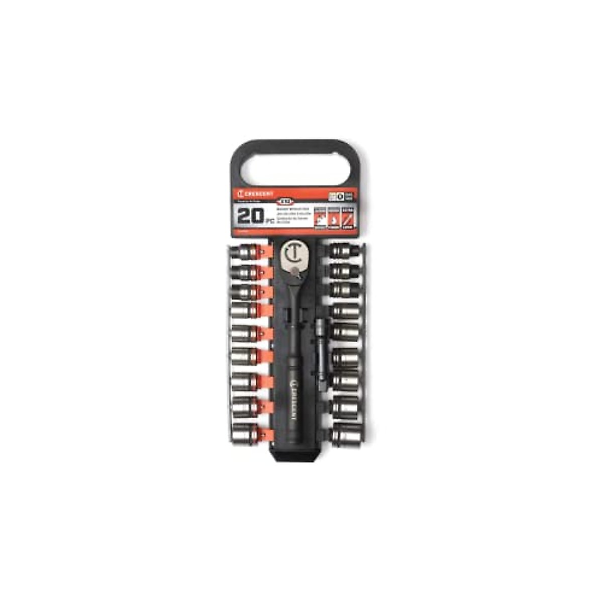 Crescent 20 Piece X10 3/8" Drive 6 Point Standard SAE/Metric Mechanics Tool Set - CSWS38B