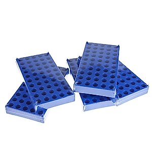 5 Packs Vial Rack,Single Blue Holds 50 Standard 12mm 2ml Vial, Plastic Centrifuge Tube Rack Holder