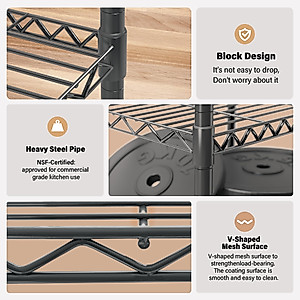 AHEONLAR 3 Tier Grey Storage Racks and Shelving - Heavy Steel Material Pantry Shelves - Adjustable Storage Shelf Metal Storage Rack Wire, Suitable for Warehouses, Closets, Kitchens…