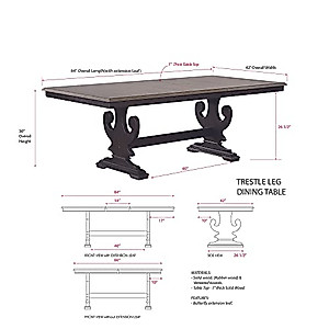 Pilaster Designs Indoor Home Decorative Furniture Frates 9 Piece Extendable Dining Set, Black & Brown Wood (Table & 8 Chairs)