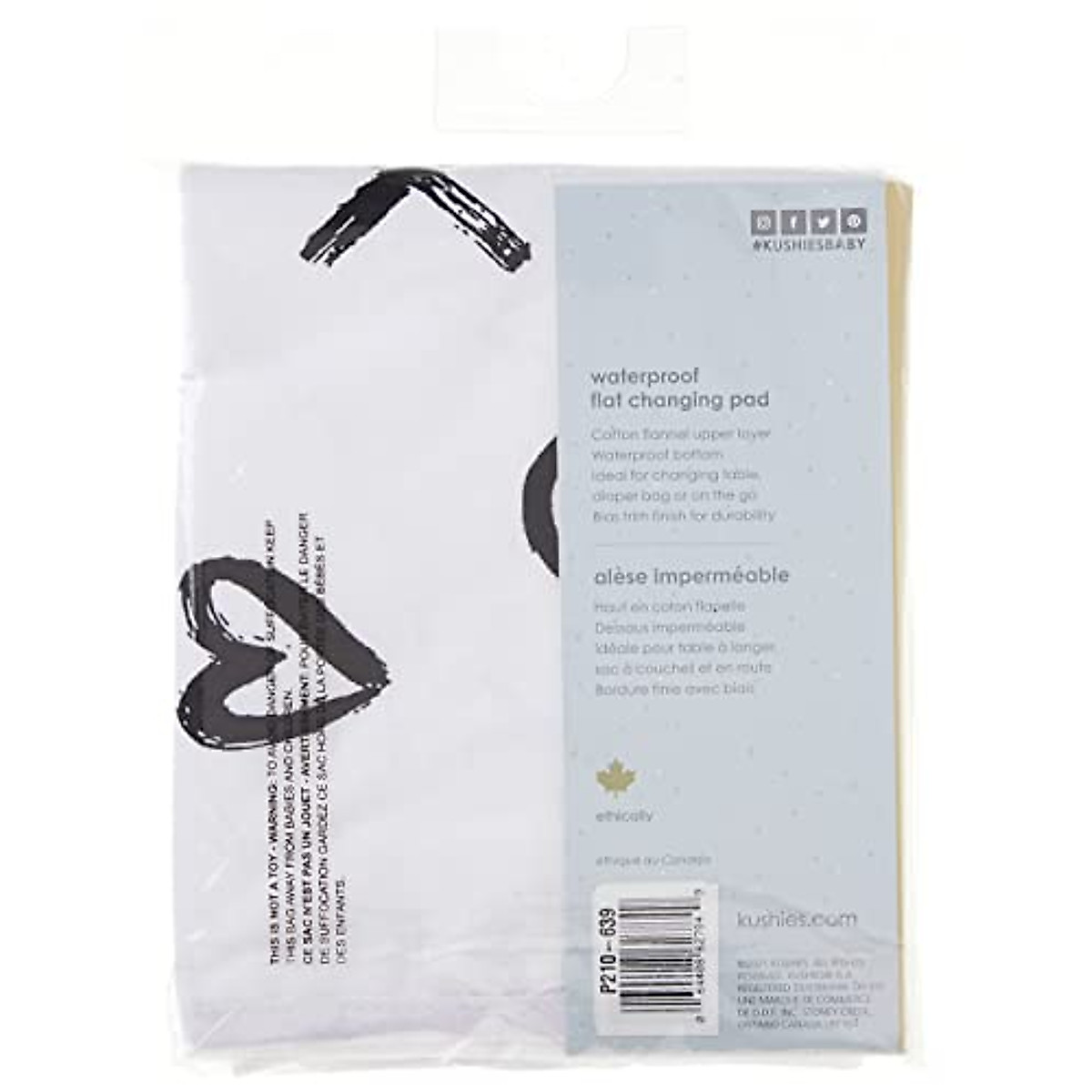 Kushies Deluxe Change Pad Flannel, XO Black & White (P210-639)