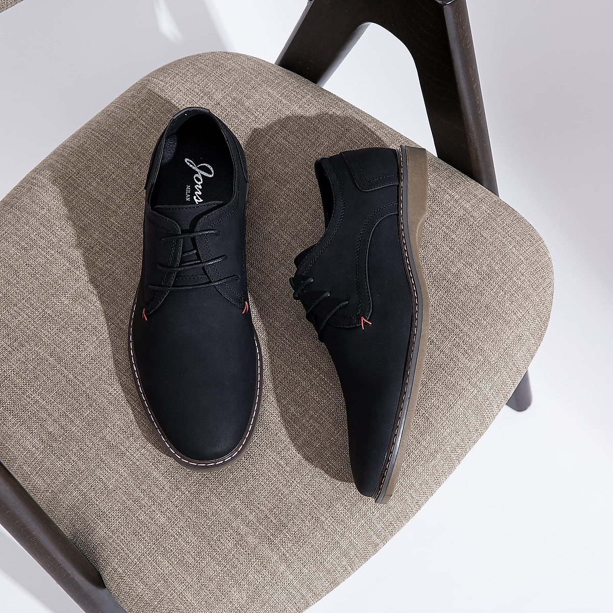 Jousen Men's Oxford Suede Business Casual Dress Shoes Plain Toe Oxfords Classic Formal Derby Shoes (AMY615 Black 11)