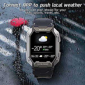 Slothcloud Smart Watches for Men,Fitness Activity Tracker Watch with Heart Rate Blood Oxygen Monitoring IP68 Waterproof 1.71 inch Full Touch Screen Smart Watch Compatible for iOS Android (Black)