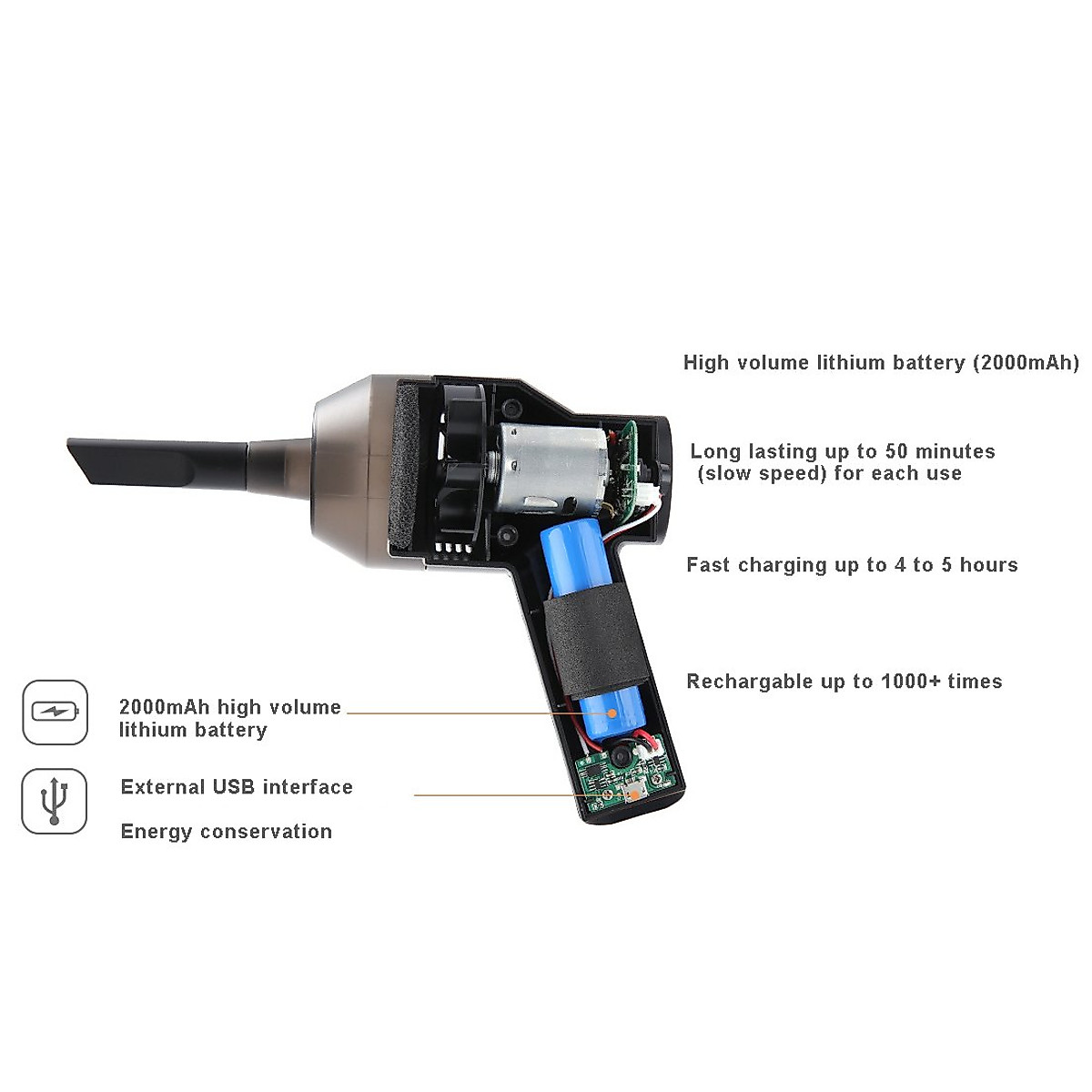 Vacuum Handheld Cordless Automotive Lightweight Portable Rechargable Computer Cleaner