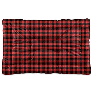 Coikll Red & Black Buffalo Plaid Pet Bed Pad Soft Dog Bed Mat with Anti-Slip Bottom, Machine Washable Crate Pad Mattress for Dog Sleeping- 36 * 24inches