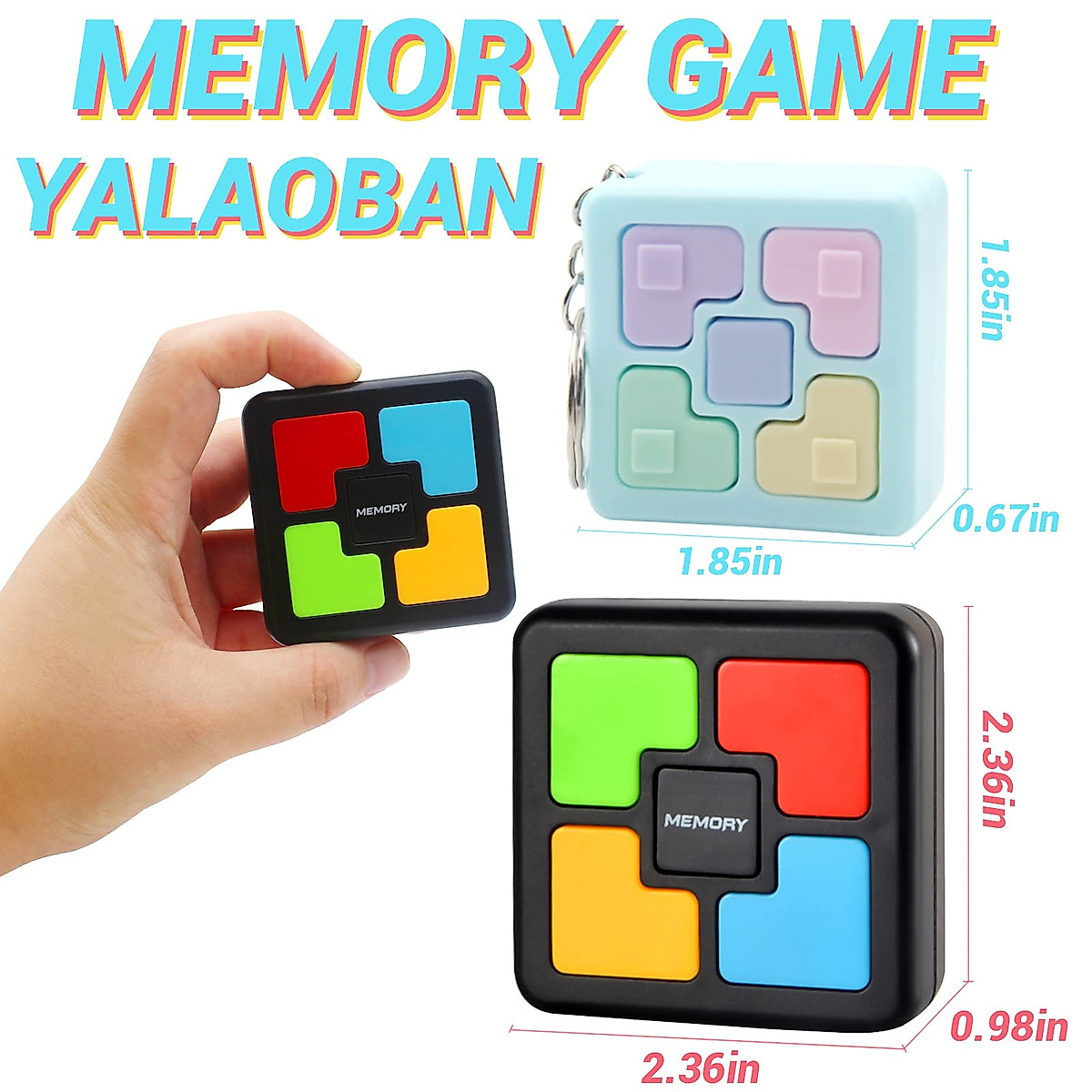 YALAOBAN Memory Game,2 Pack,Brain Games,Memory Training Puzzle Toy,Handheld Games Flashing Cube,for Kids,Teens and Adults