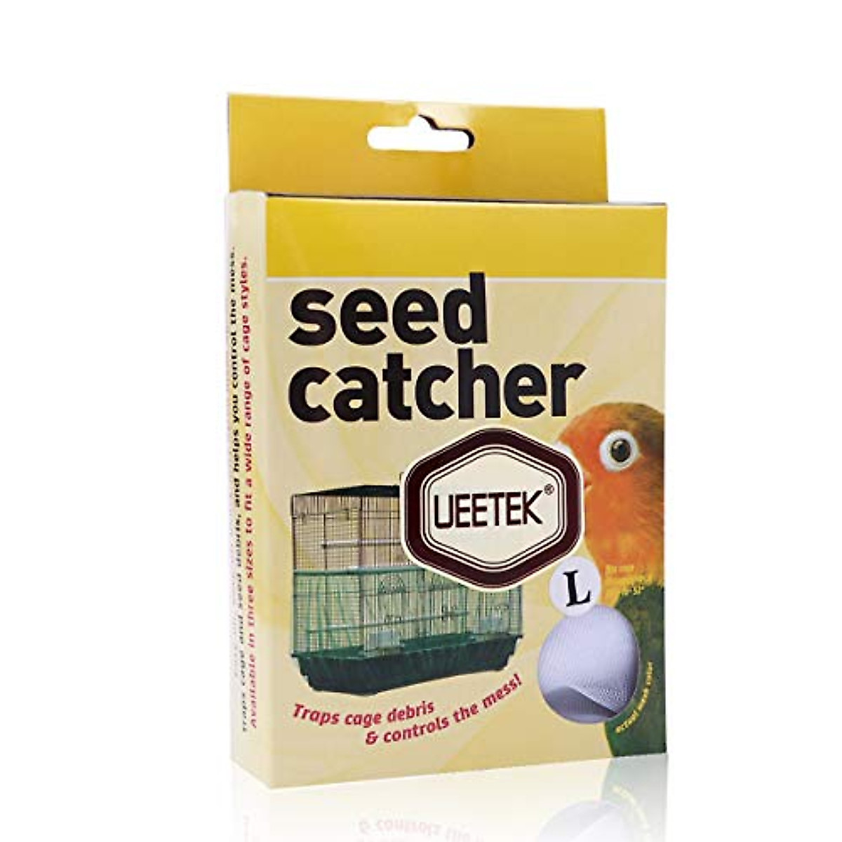 UEETEK Bird Cage Skirt Mesh Bird Cage Seed Catcher Guard Net Cover White Size L