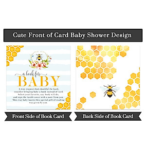 Mama Bee Books for Baby Shower Cards, Invitation Inserts Gender Neutral Book Request, Bring Book Instead of Cards Poem, Cute Storybook-Theme Ideas, 25 Pack