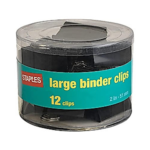 Staples 180617 Binder Clips, Large 2-Inch Size, 1-Inch Capacity, Black, 288/Ct