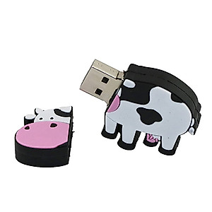 4GB Cow Shape USB Memory Stick USB 2.0 Data Storage Pen Drive with Lanyard Thumb Flash Drives USB Drive (White)