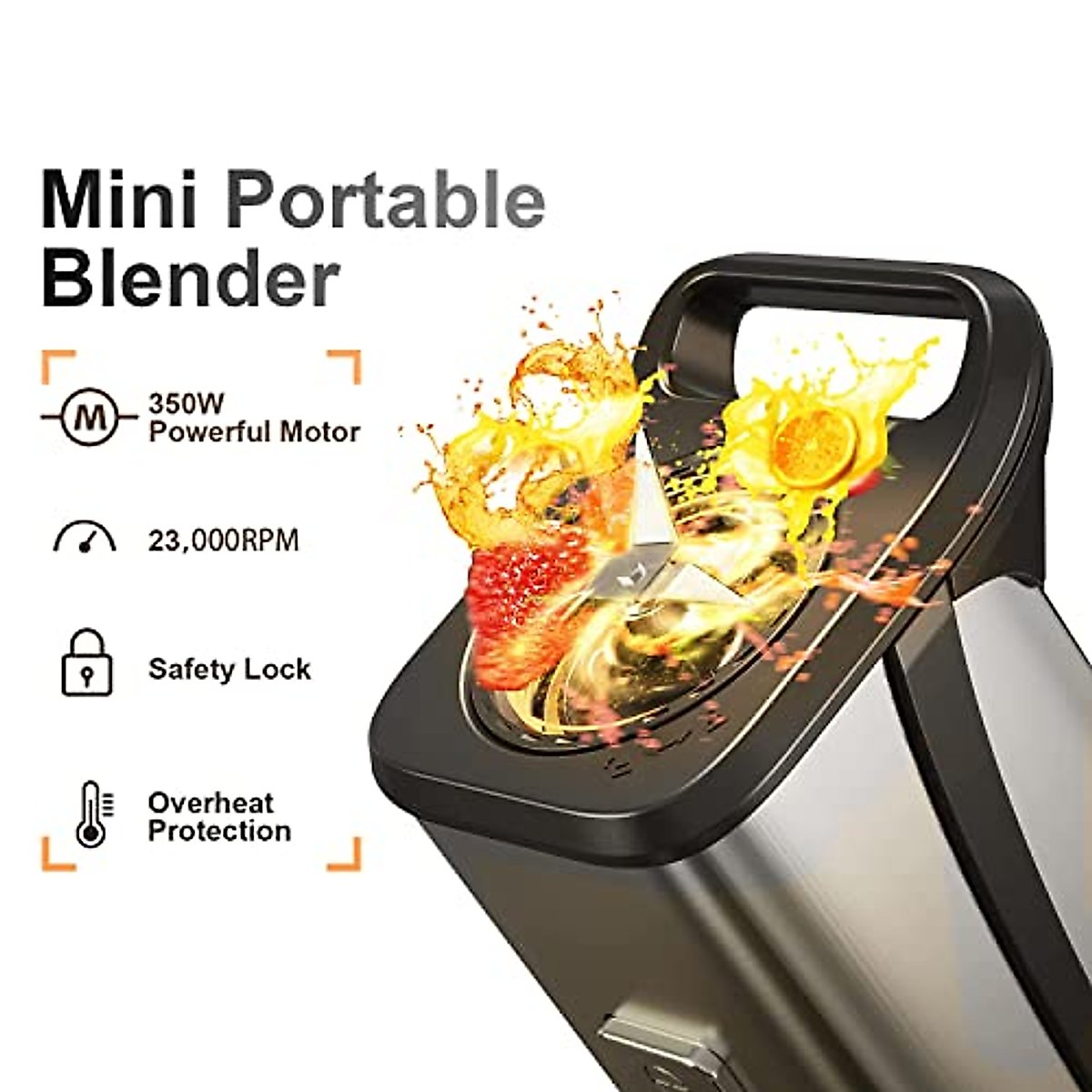 Portable Blender, Smoothie Blender 350W, Personal Blender for Shakes and Smoothies with 2x20oz Portable Sport Bottles, Mini Blender Made of BPA-Free Tritan Material, Silver