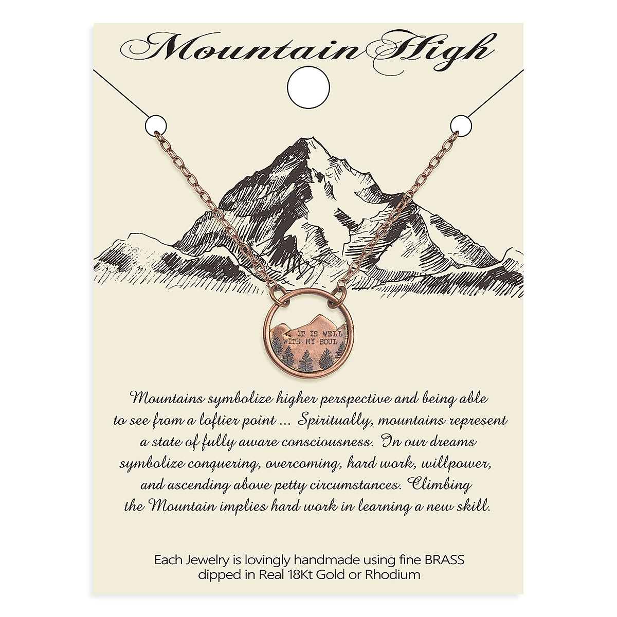 Lauren-Spencer Mountain Necklace for Women Mountain Range Necklace Forest Tree Mountain Pendant Necklace Nature Jewelry Gift for Skiers Hikers Climbers Nature Lovers (Rose Gold Forest Mountain)