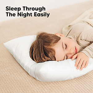 2-Pack Toddler Pillow - Soft Organic Cotton Toddler Pillows for Sleeping - 14X20 Jumbo Pillow for Kids - Kids Pillows for Sleeping - Kids Pillow for Travel, School, Nap, Age 2 to 5 (Soft White)