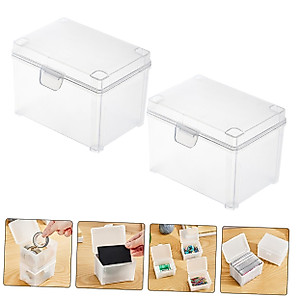 Operitacx 2pcs Cards Mini Boxes Tarot Card Case Small Storage Boxes for Organizing Card Holders Bead Container Card Cases Parts Storage Flash Card Photo Office Plastic