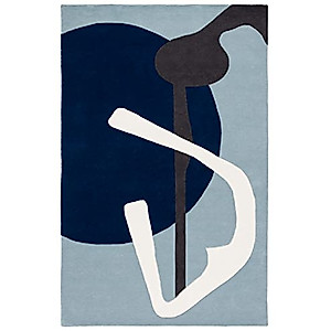 Safavieh Fifth Avenue Collection 8' x 10' Blue/Ivory FTV140M Handmade Mid-Century Modern Abstract Wool Area Rug
