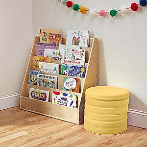 ECR4Kids SoftZone Floor Cushions with Handles, 2" Deluxe Foam, Round, Yellow, (6-Pack)