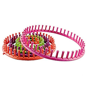 novelinks Round Knitting Looms Set - Set of 5 Plastic Looms Knitting with 1 Knitting Yarn Loom Needle and 1 Plastic Loom Pick