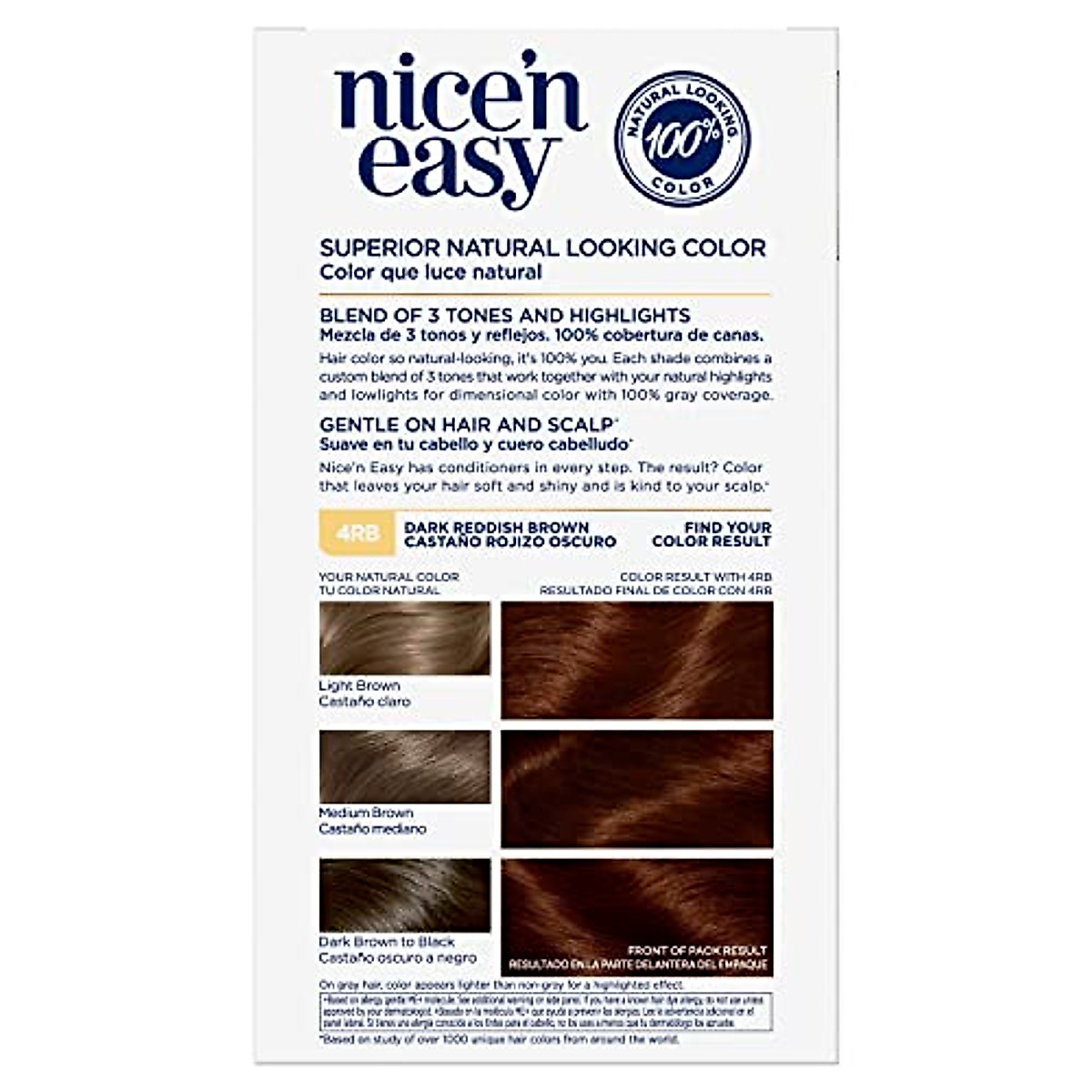 Clairol Nice'n Easy Permanent Hair Dye, 4RB Dark Reddish Brown Hair Color, Pack of 1