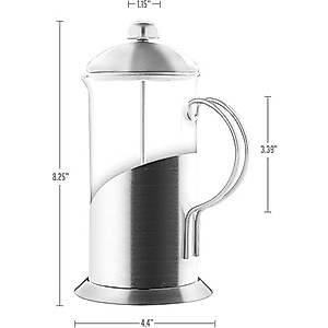 OVENTE French Press Coffee Maker 20 Ounce, 4 Level Stainless Steel Filter System, Borosilicate Heat Resistant Glass Carafe with Free Measuring Scoop, Silver FSL20S