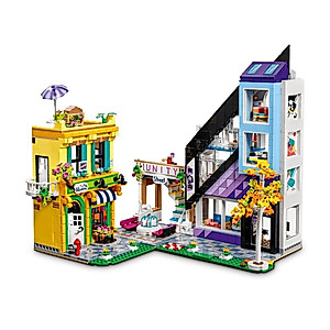 LEGO Friends Downtown Flower and Design Stores 41732 Building Set - Buildable Toy with Apartment, Shops, House, and Classic Characters, Model to Customize, Decorate, and Display for Ages 12+