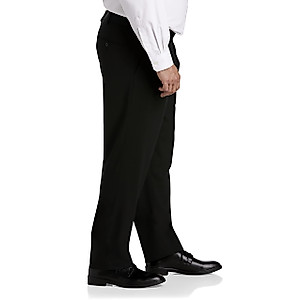 Oak Hill by DXL Men's Big and Tall Waist-Relaxer Pleated Suit Pants Black 44 x 32