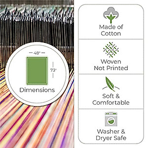 Pure Country Weavers Bent Creek Stripe Blanket - Patterns Gift Tapestry Throw Woven from Cotton - Made in The USA (73x48)