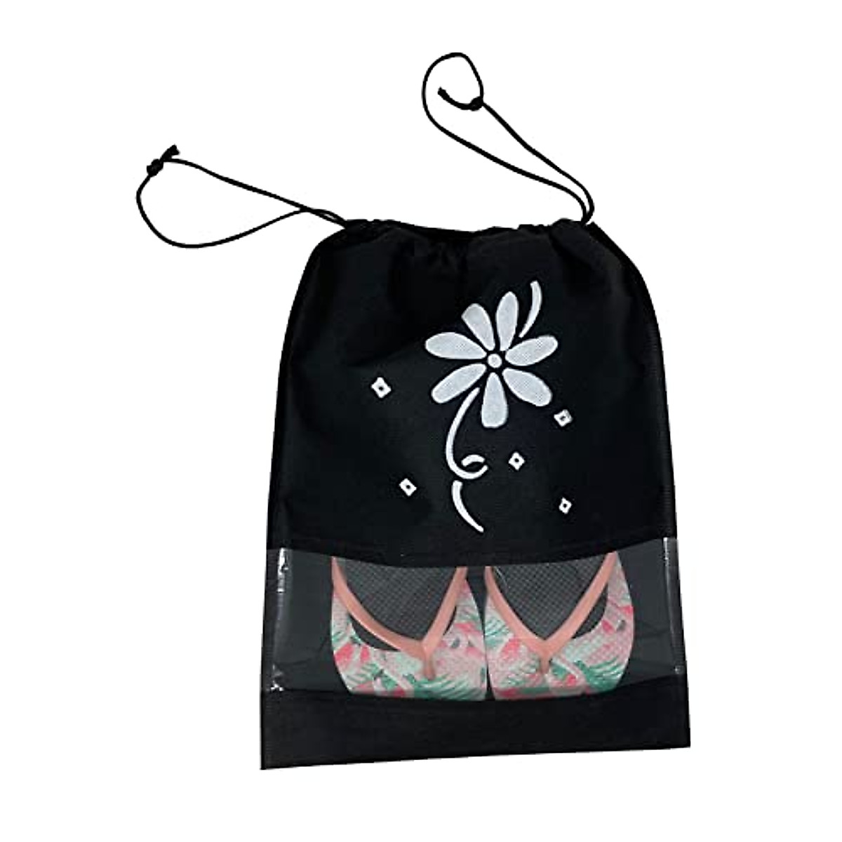 Old Navy Flip Flop Sandals for Woman, Great for Beach or Casual Wear (8 Flamingo And Black Flip Flops) with Dust Cover