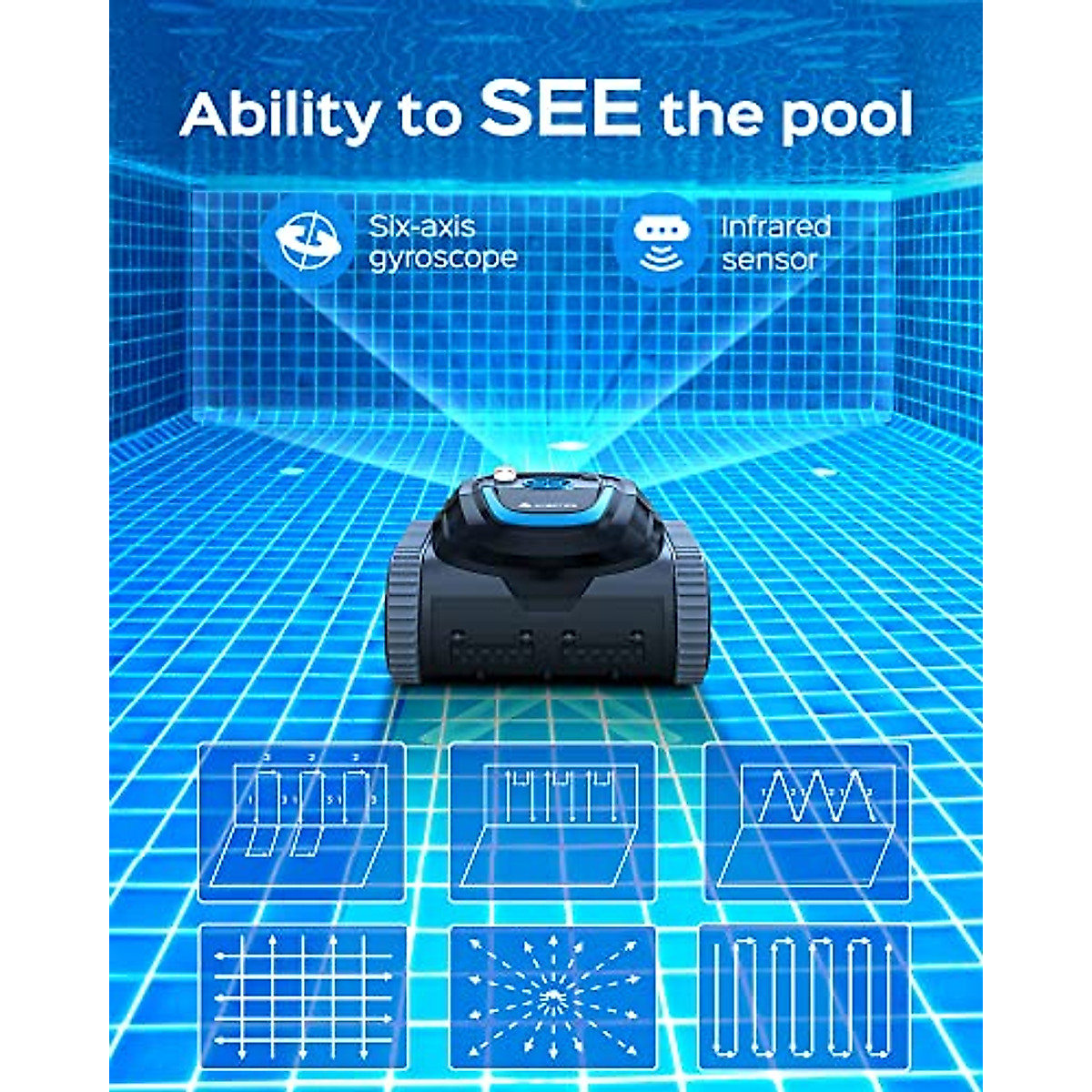 WYBOT High-end Cordless Wall Climbing Robotic Pool Cleaner with APP Mode, Smart Mapping Tech, Lasts 180mins, Automatic Pool Vacuum Robot with Powerful Suction, Fast Charging Fit for Inground Pools