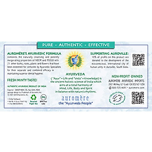 Auromere Ayurvedic Herbal Toothpaste, Fresh Mint - Vegan, Natural, Non GMO, Flouride Free, Gluten Free, with Neem & Peelu (4.16 oz), 5 Pack