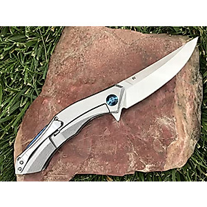 TACTICAL GEARZ Pocket Knife for EDC! Stonewashed Stainless Steel Handle! D2 Steel Blade! Includes Sheath! (Triton S)