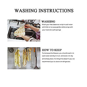 VOVOLO (Lemon Print 3 Size S/M/LReusable Beeswax Food Wraps Eco Friendly Wrappers Sustainable Plastic Free Food Storage Washable Bowl Covers Sandwich Wrappers