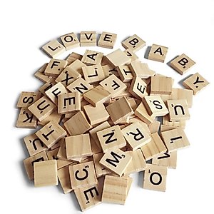 QMET 200PCS Scrabble Letters for Crafts - Wood Scrabble Tiles-DIY Wood Gift Decoration - Making Alphabet Coasters and Scrabble Crossword Game