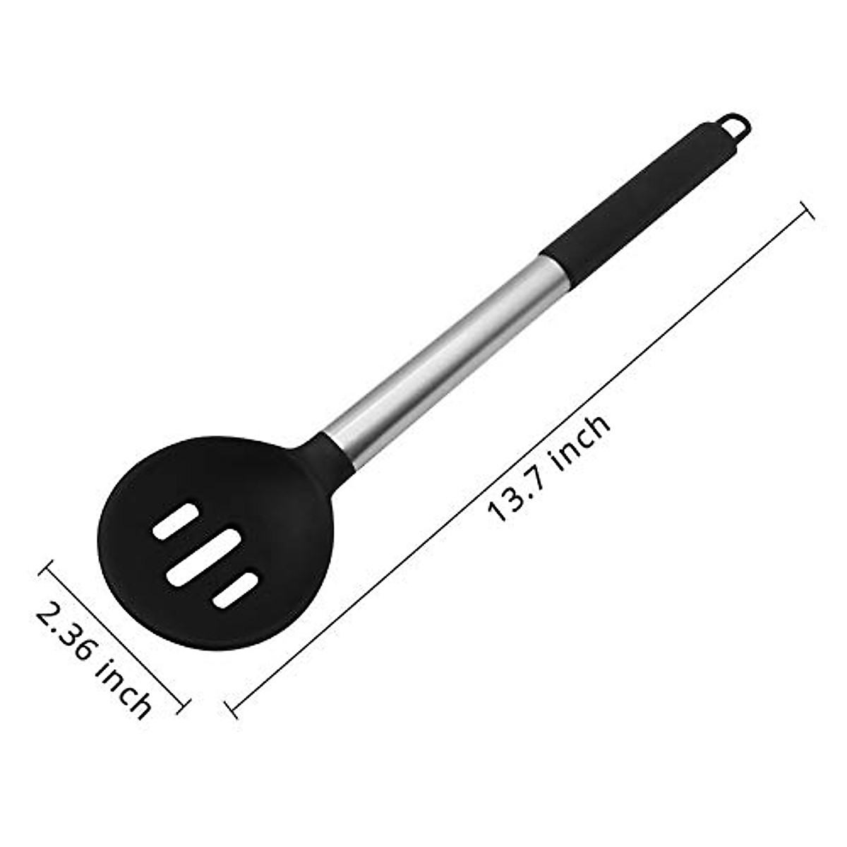 KUFUNG Silicone Slotted Serving Spoon, Stainless Steel Handle Nonstick Mixing Spoon, Heat resistant up to 480°F. Silicone Kitchen Cooking Utensils Non-Stick Baking Tool (Black)