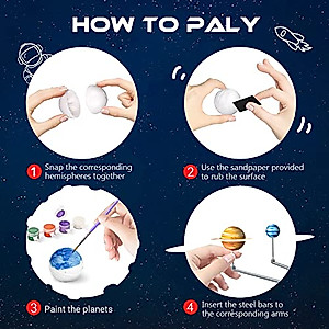 Solar System Model Kit DIY Space Toy 8 Planets for Kids Solar System Toys 3D Space Planet Art & Craft Educational Toys with Painted Brush & Paints Birthday Gifts for Boys & Girls